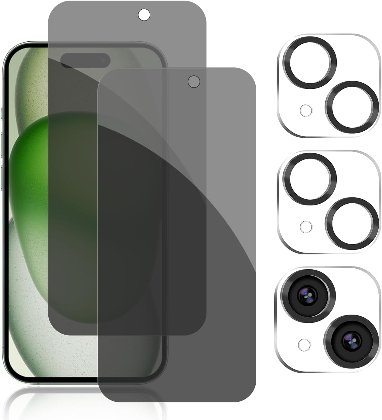 PEHAEL 2+2Pack for iPhone 15 Plus Privacy Screen Protector with Camera ...